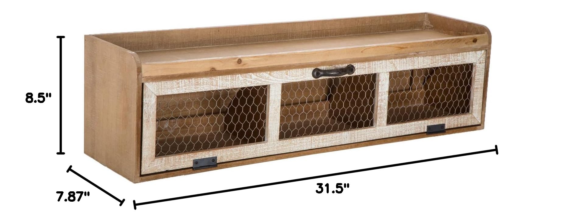 Hobby Lobby Brown Chicken Wire Wood Wall Shelf with Pull Down Drawer for Home Kitchen Decor