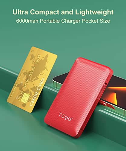 TG90° 2 Pack 6000mah Power Bank Built in Cable Portable Phone Charger Compatible with iPhone Android Phones
