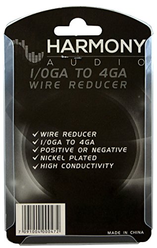Harmony Audio HA-WR04 Car Stereo Power or Ground 1/0 to 4 Gauge Wire Reducer - Nickel Plated