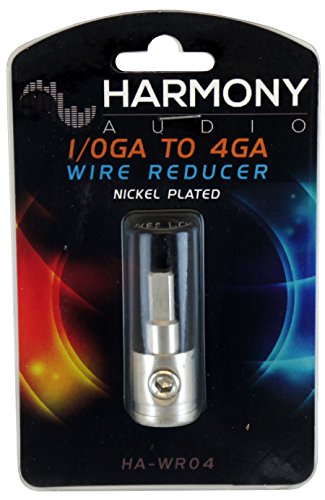 Harmony Audio HA-WR04 Car Stereo Power or Ground 1/0 to 4 Gauge Wire Reducer - Nickel Plated
