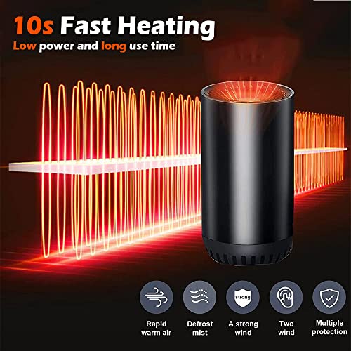 Car Heater 12V 150W 2 in 1 with Heating in Cigarette Lighter and Cooling Modes for Fast Heating Defrost Defogger, Suction Cup Portable Car Heaters Automobile Windscreen Fan