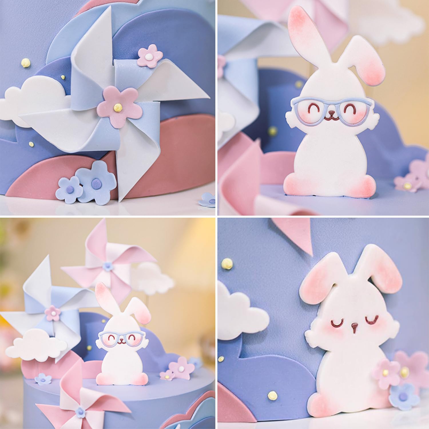 16 Pcs Clouds Fondant Cutter Rabbit Plunger Cutter Mindmill Cookie Stamp Biscuit Mold DIY Cake Decorating Tools for Kids Birthday Party and Baby Shower decoration Wedding Party