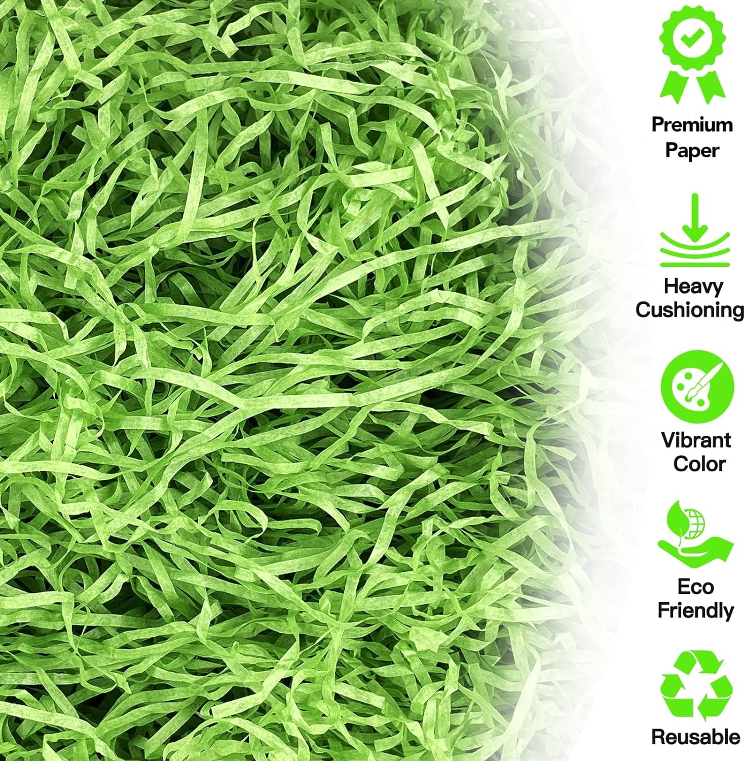 TiurDin Easter Grass Recyclable Shred Paper Basket Filler for Easter Eggs Decor Party Decoration Gift Packaging 200g (7oz.