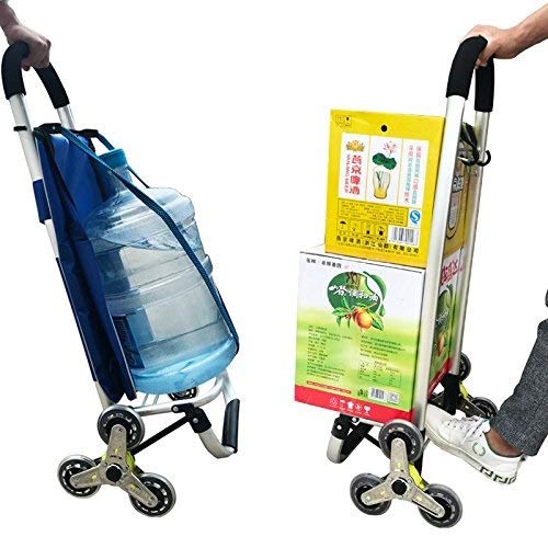 JTKDL Upgraded Folding Shopping Cart Stair Climbing Cart with Quiet Rubber Tri-Wheels Grocery Utility Cart with Wheel Bearings & Platform for Laundry Basket Loading