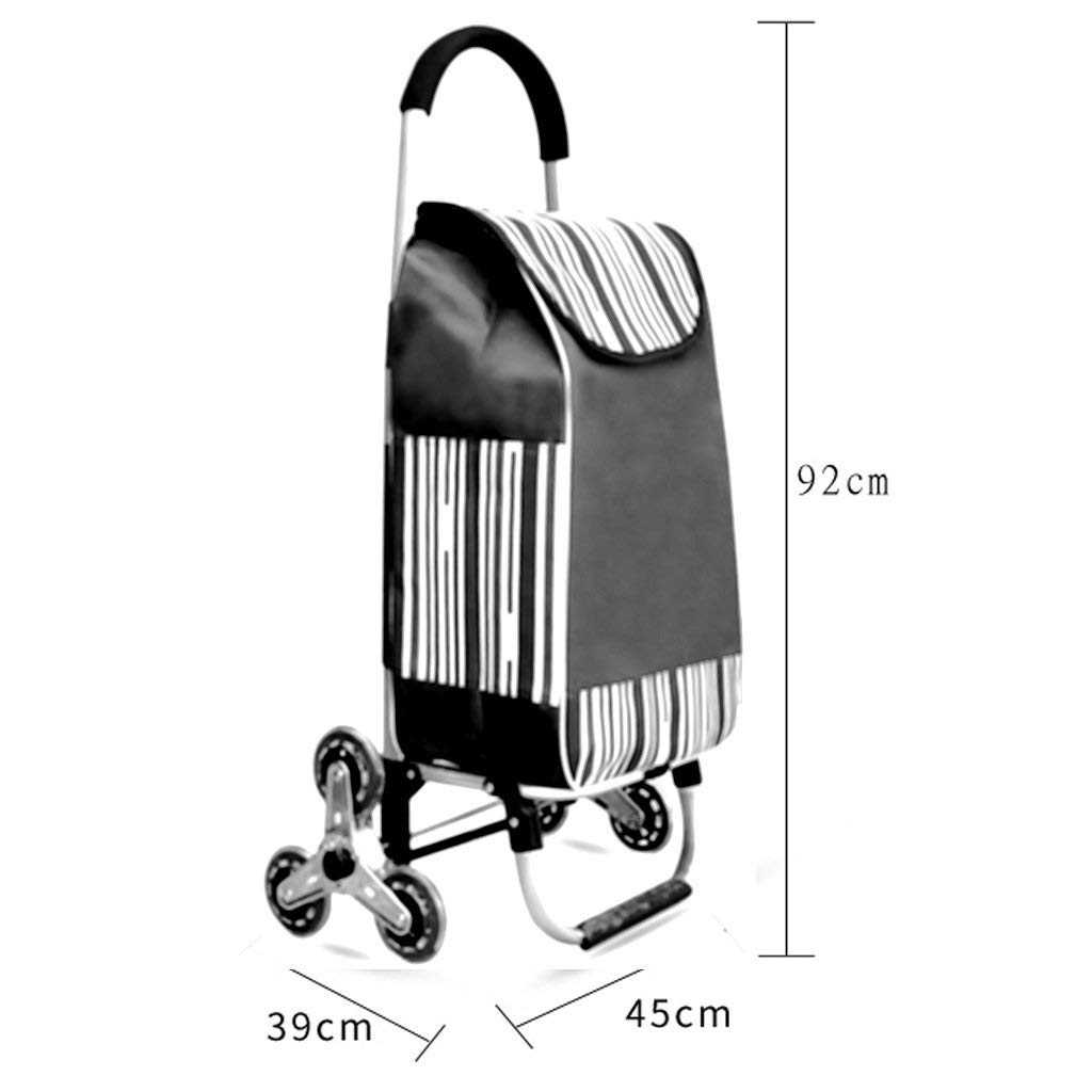 JTKDL Upgraded Folding Shopping Cart Stair Climbing Cart with Quiet Rubber Tri-Wheels Grocery Utility Cart with Wheel Bearings & Platform for Laundry Basket Loading