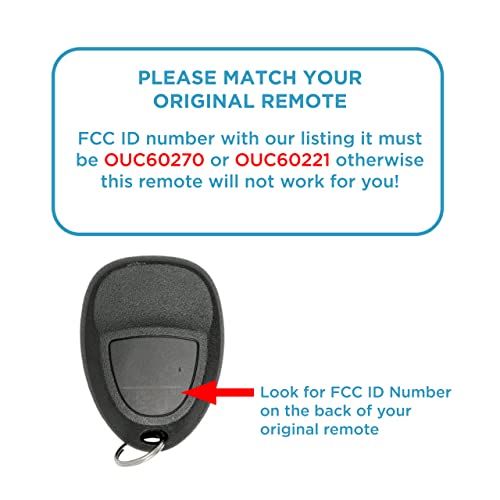 Keyless2Go Replacement for Keyless Entry Car Key Vehicles That Use 3 Button OUC60270 OUC60221, Self-programming - 2 Pack