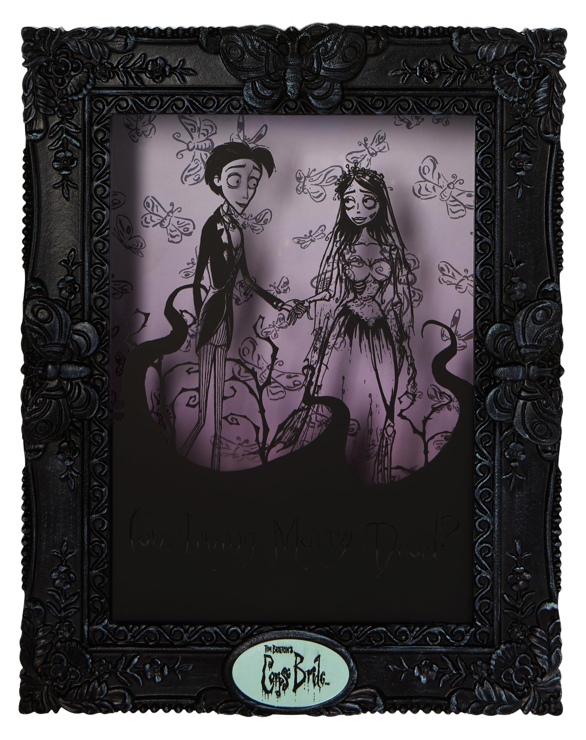 Spirit Halloween Corpse Bride Victor and Emily Light-Up Sign | Officially Licensed | Tim Burton | Movie Décor | Halloween Decorations and Lighting