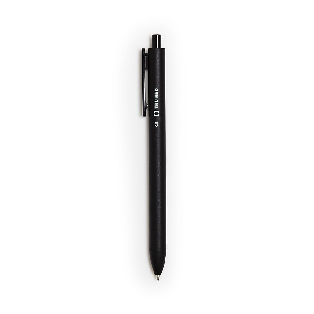 Tru Red Retractable Quick Dry Gel Pens Fine Point 0.5Mm Blk Dozen