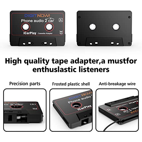 Kedok Car Cassette to Aux Adapter with 3.5MM Cable, Stereo Audio Tape Adapter for Car, Phone, iPod, MP3 Player, Laptop, Cassette Deck