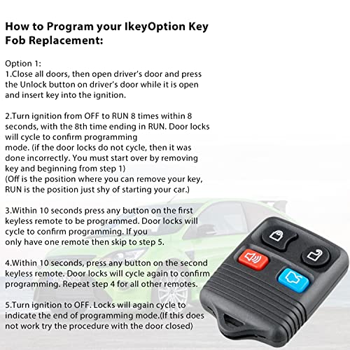 2X Replacement 4 Button Keyless Entry Remote Key Fob fits for Ford Explorer Mustang Focus Expedition Escape 1998-2013 FCC ID: P/N CWTWB1U345, CWTWB1U212, CWTWB1U331, GQ43VT11T