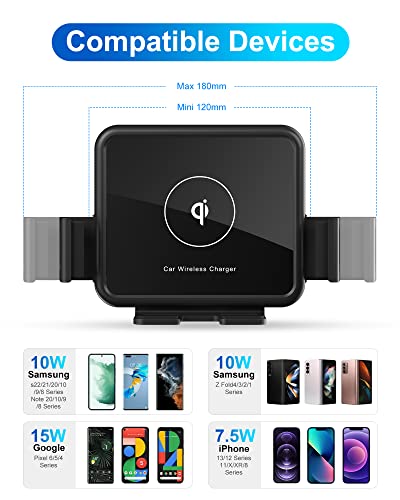 3 Coils Wireless Car Charger Mount for Galaxy Z Fold 4 Car Mount Fold 3 Car Accessories, Fast Charging Phone Mount for Car for Galaxy Z Fold 4/3/2/S22 Ultra,iPhone 14 Pro Max,Google Pixel 6 Pro