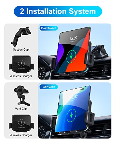 3 Coils Wireless Car Charger Mount for Galaxy Z Fold 4 Car Mount Fold 3 Car Accessories, Fast Charging Phone Mount for Car for Galaxy Z Fold 4/3/2/S22 Ultra,iPhone 14 Pro Max,Google Pixel 6 Pro