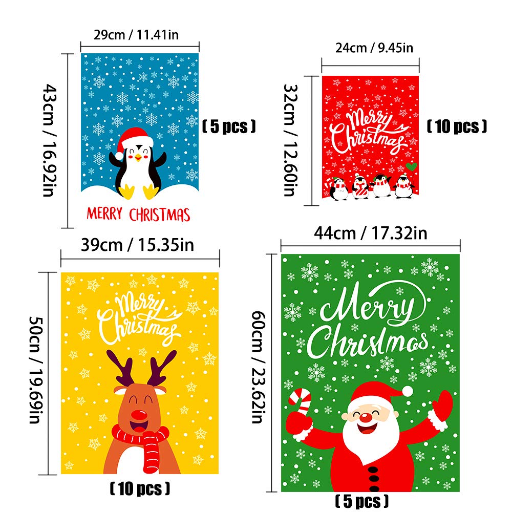 STEFORD 30PCS Christmas Drawstring Gift Bags,Lager Size Xmas Gift Wrapping Goodies Bags
