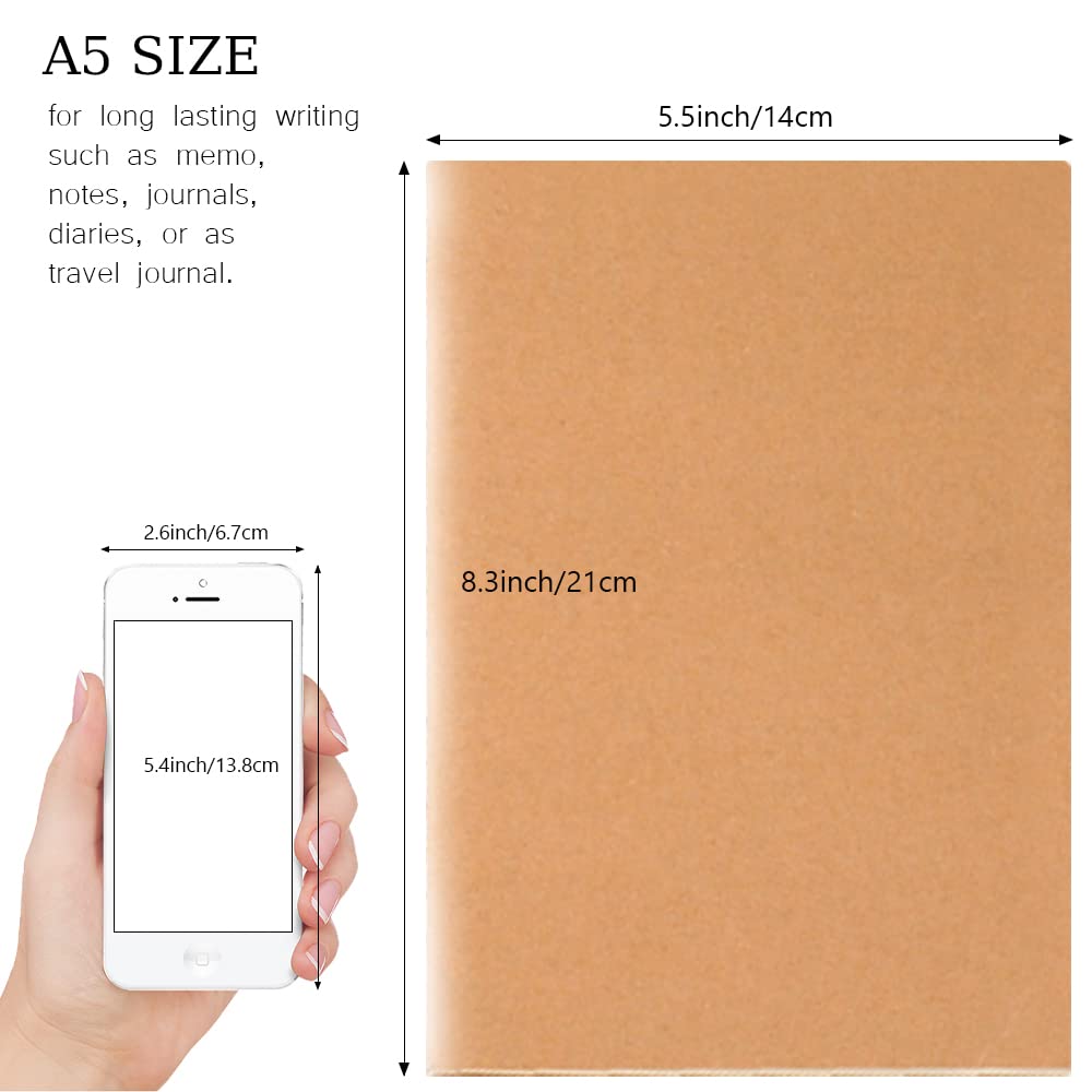 30 Pack Journal Notebook, Kraft Cover 80 Pages Lined Paper Journal for Traveler, Notes, Memo - Bulk Journals Sewn Brown Notebook for School Supplies, Office Supplies, 8'' x 5.6''