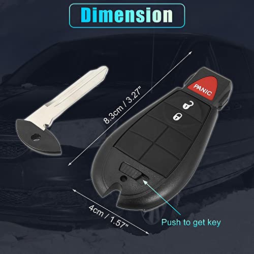 X AUTOHAUX 2pcs Replacement Keyless Entry Remote Car Key Fob M3N5WY783X 433Mhz for Dodge Grand Caravan Challenger Charger Durango for Ram 3 Button with Door Key