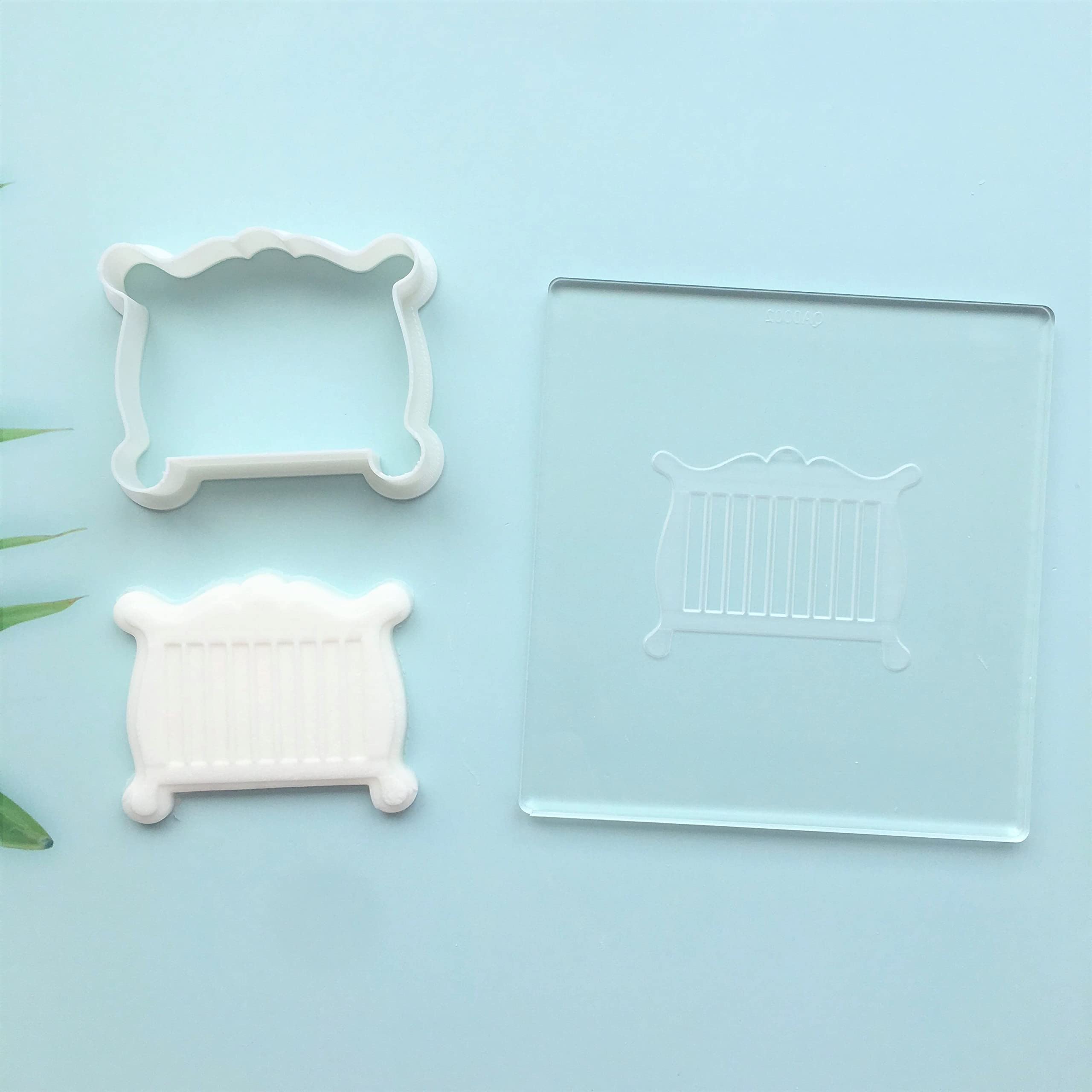 CHENRUI Baby Shower Cookie Fondant Stamp Oh Baby Fondant Embosser Cookie Stamp Cookie Cutter (Crib)