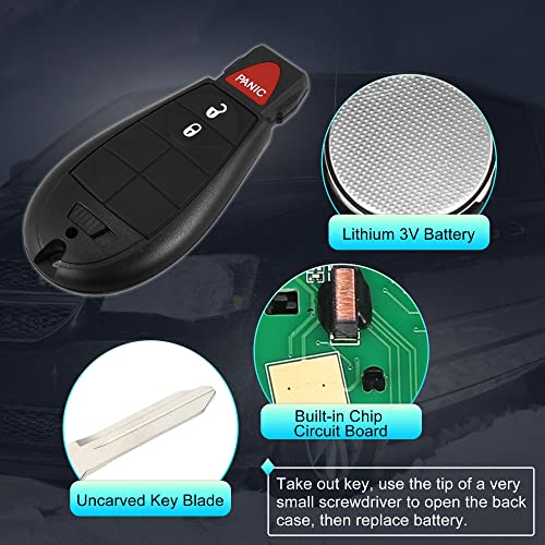 X AUTOHAUX 2pcs Replacement Keyless Entry Remote Car Key Fob M3N5WY783X 433Mhz for Dodge Grand Caravan Challenger Charger Durango for Ram 3 Button with Door Key