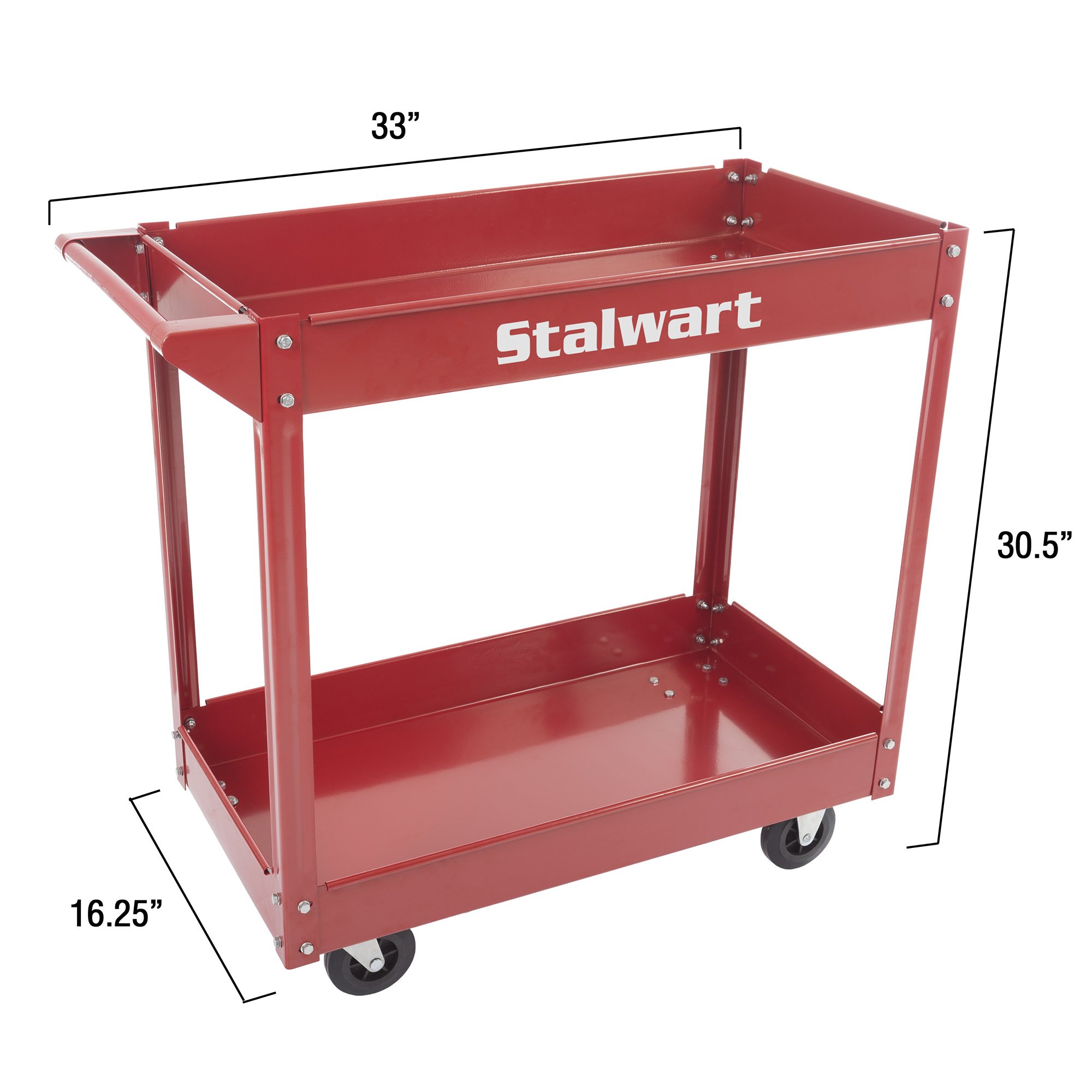 Stalwart 75-MOV1003 vice Utility Cart, Heavy Duty Supply Cart with Two Storage Tray Shelves- 330 lbs Capacity By Stalwart (Red)