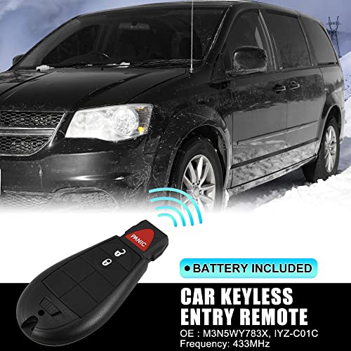 X AUTOHAUX 2pcs Replacement Keyless Entry Remote Car Key Fob M3N5WY783X 433Mhz for Dodge Grand Caravan Challenger Charger Durango for Ram 3 Button with Door Key