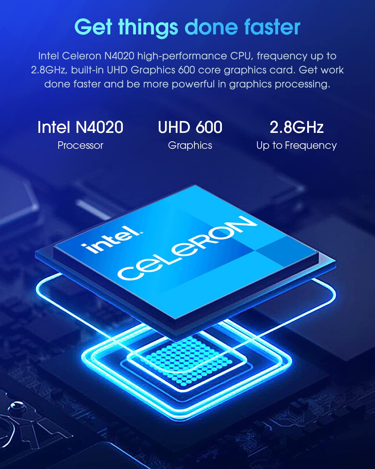 CHUWI HeroBook Pro 14.1'' Laptop, 8GB RAM 256GB SSD, Windows 11 Laptop, 1TB SSD Expand, Intel Celeron N4020(up to 2.8GHz), 2K FHD IPS Display, Ultra Slim, Mini-HDMI, 5G WiFi, BT4.2, Webcam,TF Card