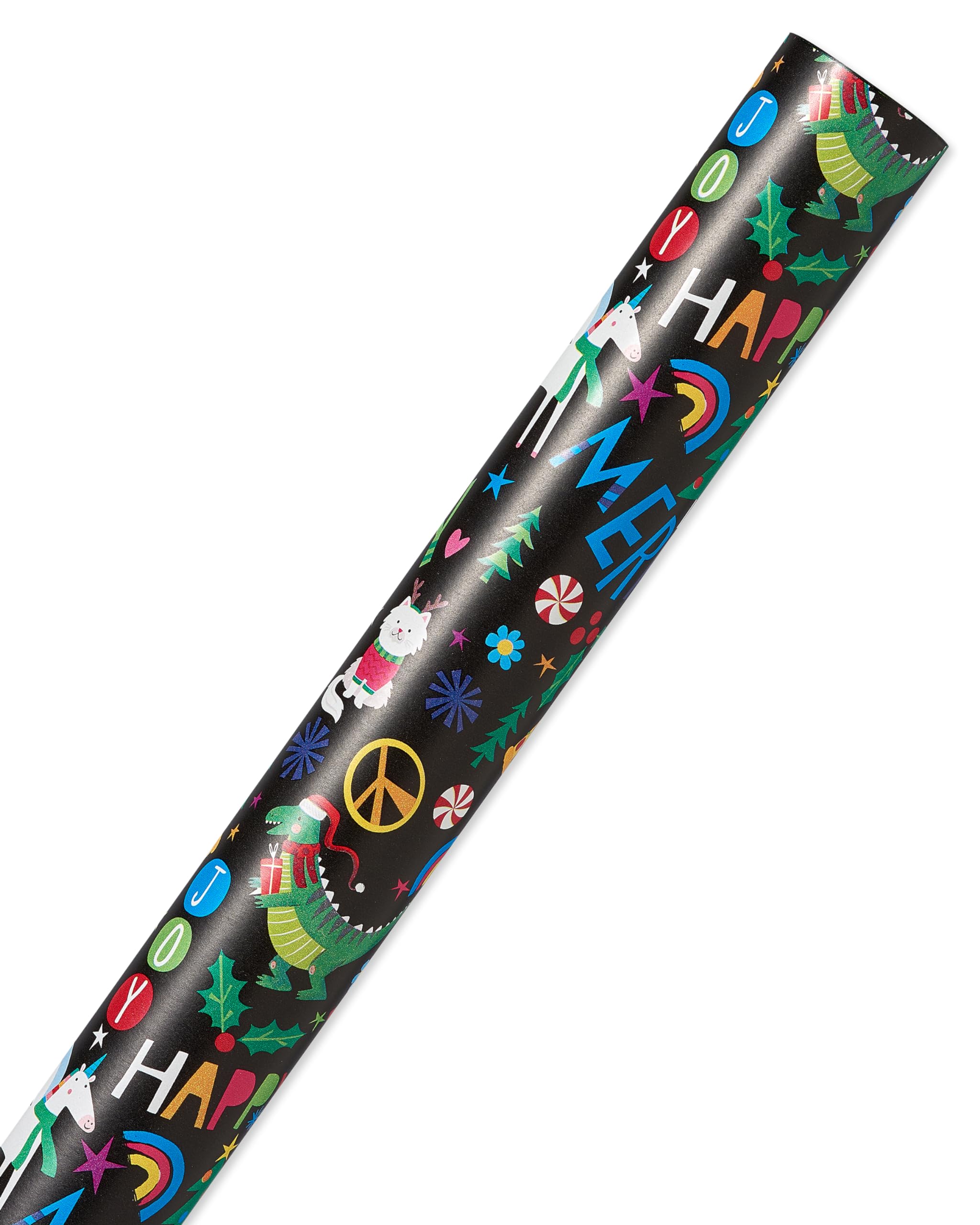 American Greetings Christmas Reversible Jumbo Wrapping Paper For Kids, Assorted Characters & Designs (1 Roll, 175 sq. ft)
