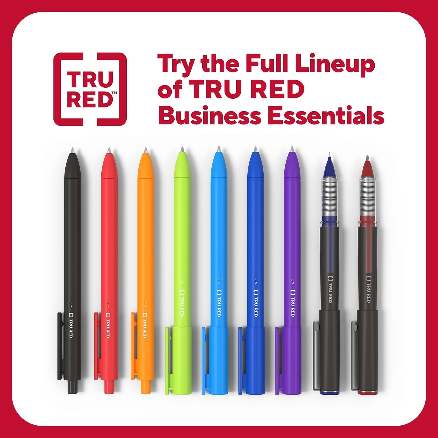 Tru Red Retractable Quick Dry Gel Pens Fine Point 0.5Mm Blk Dozen