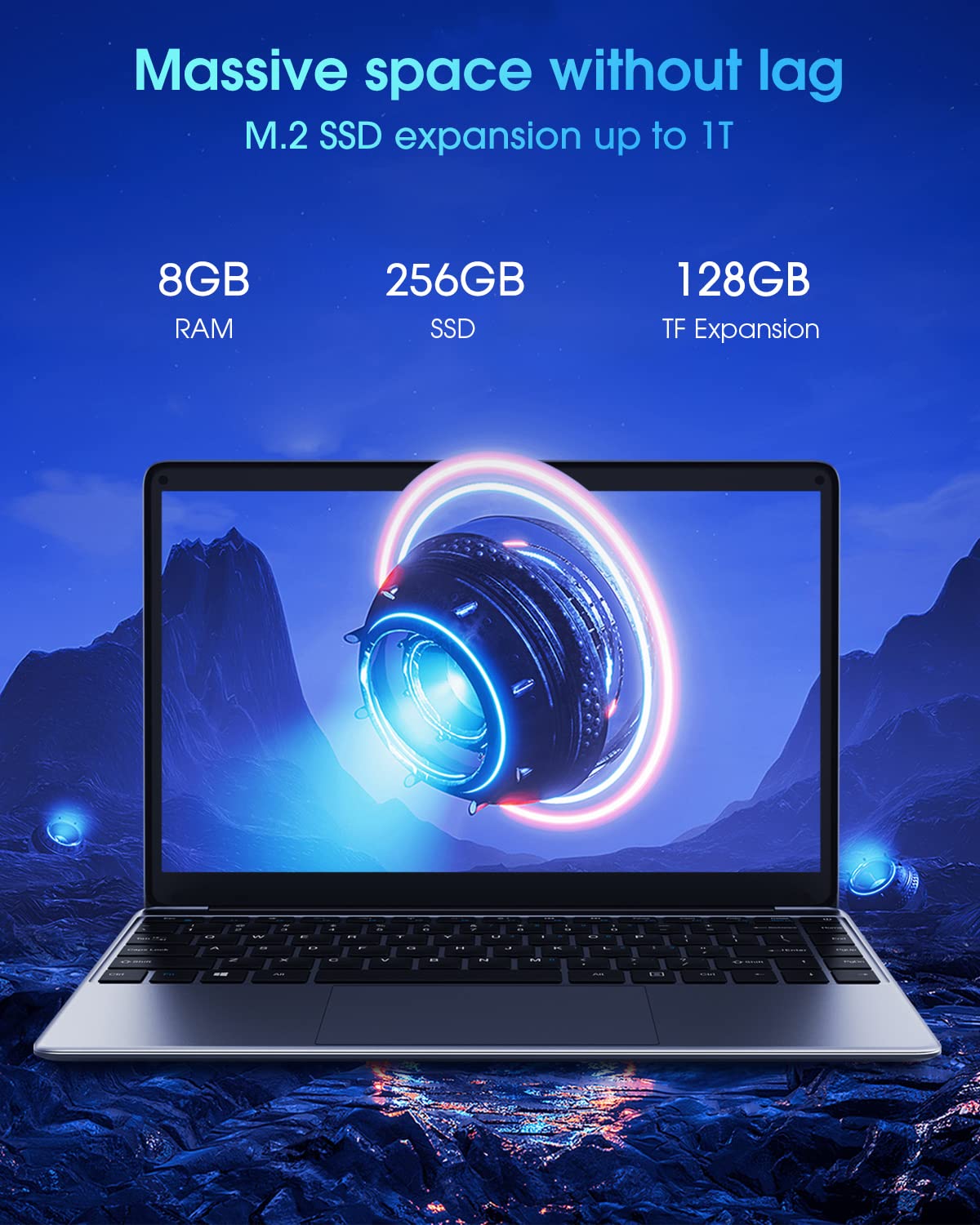 CHUWI HeroBook Pro 14.1'' Laptop, 8GB RAM 256GB SSD, Windows 11 Laptop, 1TB SSD Expand, Intel Celeron N4020(up to 2.8GHz), 2K FHD IPS Display, Ultra Slim, Mini-HDMI, 5G WiFi, BT4.2, Webcam,TF Card