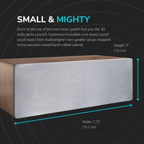 Audioengine B2 Wireless Bluetooth Speaker | Home Music System, Retro Tabletop aptX Bluetooth Speaker, Mini Stereo System | AUX Audio Input for Phone, Tablet, Computer (Walnut Real Wood Veneer)
