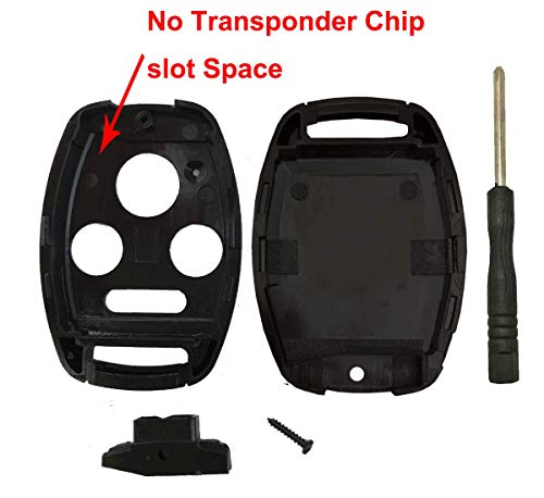 J-ACCES Key Fob Shell Case Fit for Honda Accord Civic EX Pilot Accessories Keyless Entry Remote Silicone Key Fob Cover with Screwdriver (Key Shell Black Cover)