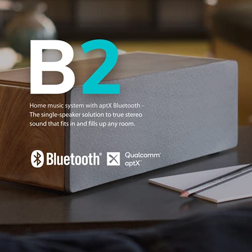 Audioengine B2 Wireless Bluetooth Speaker | Home Music System, Retro Tabletop aptX Bluetooth Speaker, Mini Stereo System | AUX Audio Input for Phone, Tablet, Computer (Walnut Real Wood Veneer)