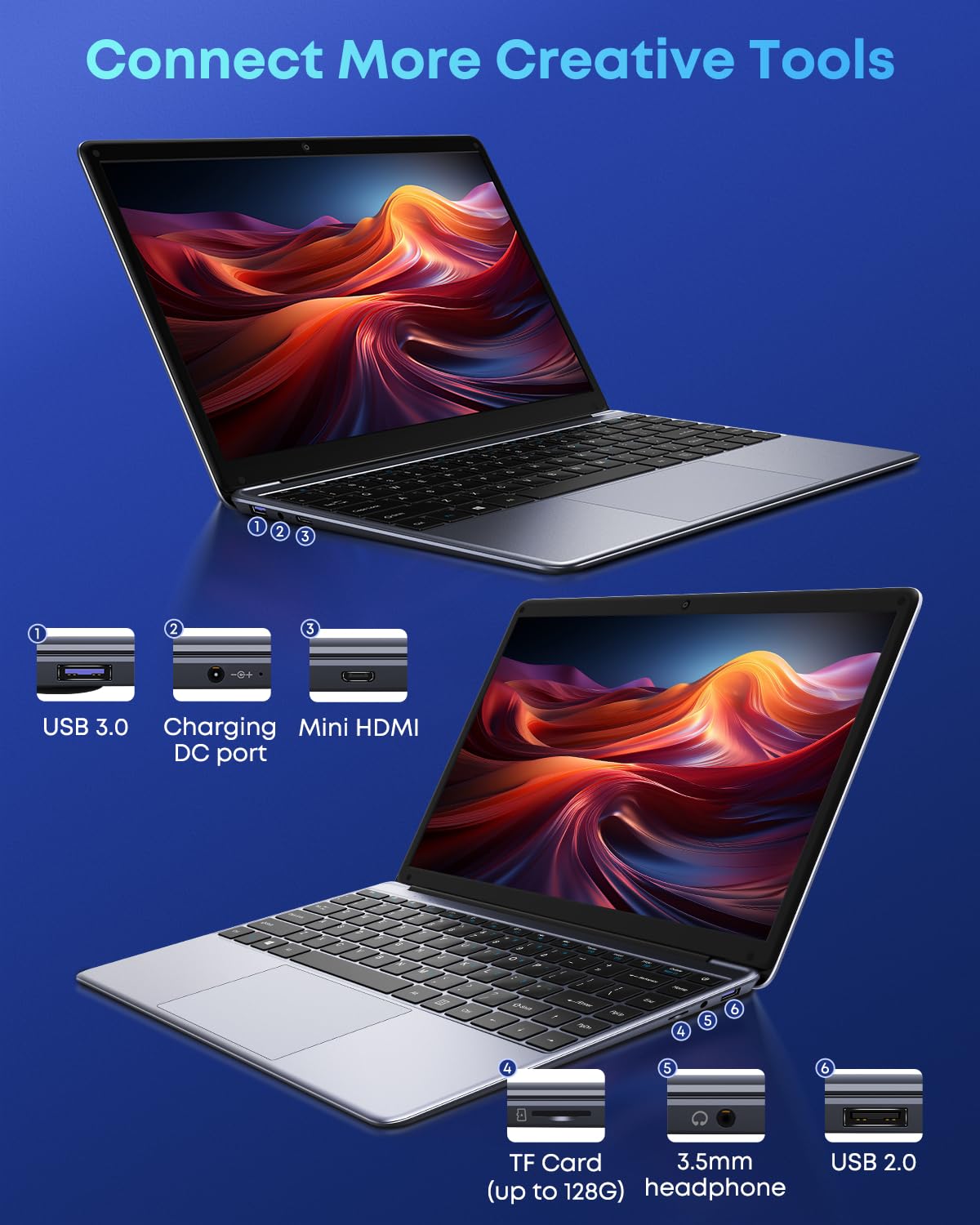 CHUWI HeroBook Pro 14.1'' Laptop, 8GB RAM 256GB SSD, Windows 11 Laptop, 1TB SSD Expand, Intel Celeron N4020(up to 2.8GHz), 2K FHD IPS Display, Ultra Slim, Mini-HDMI, 5G WiFi, BT4.2, Webcam,TF Card