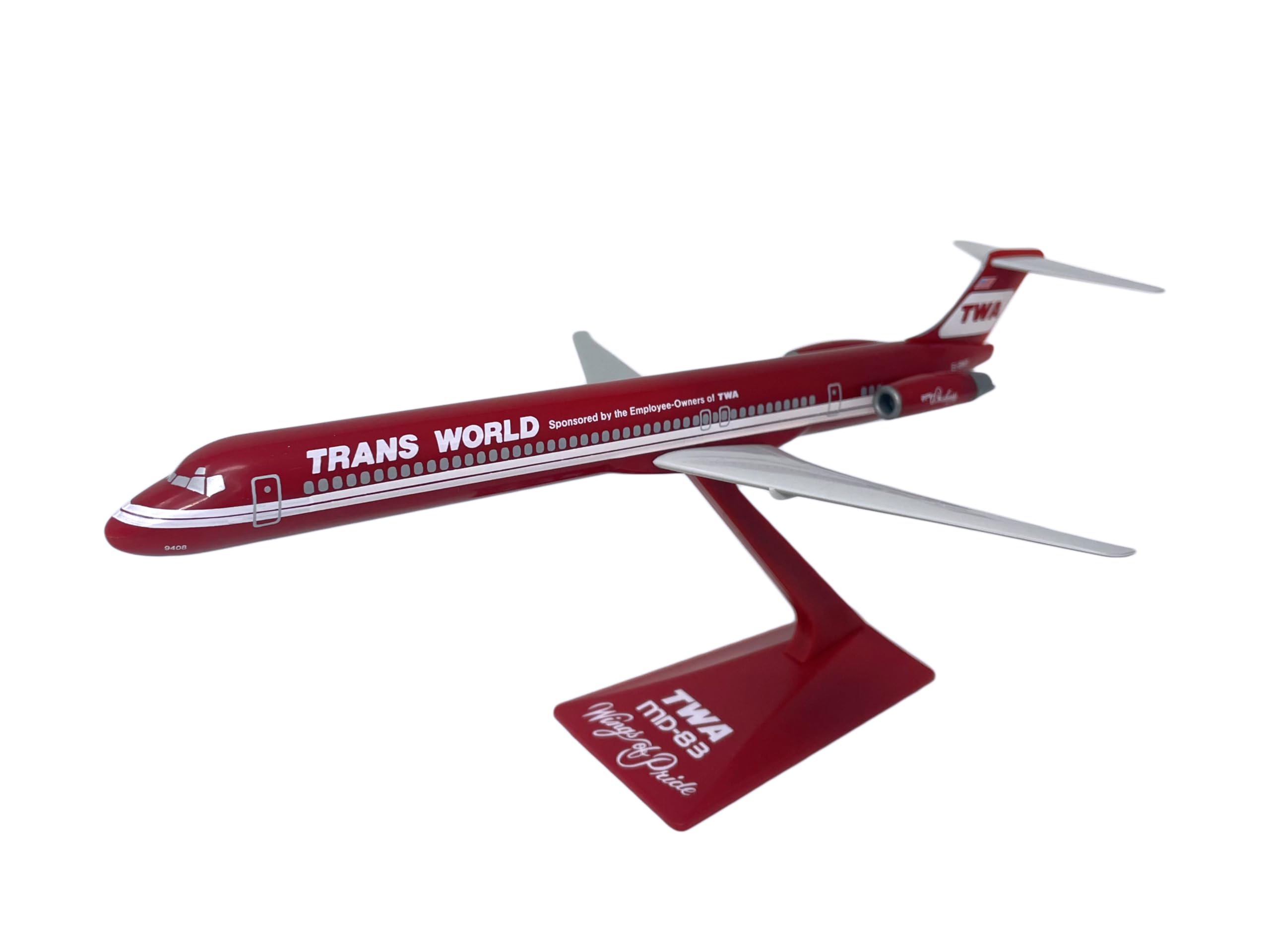 TWA Wings of Pride MD-80 Airplane Miniature Model Plastic Snap Fit 1:200 Part# AMD-08000H-005