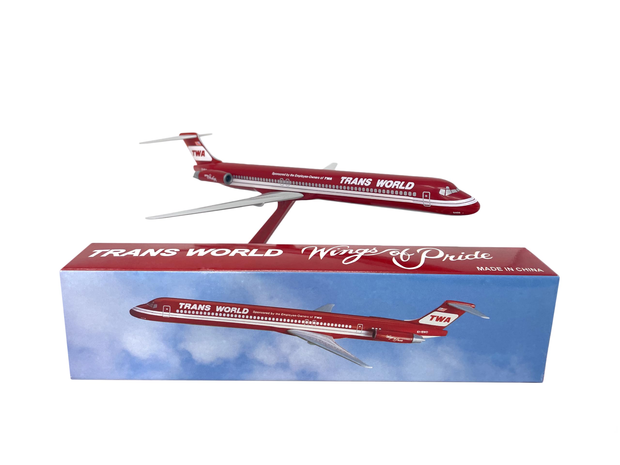 TWA Wings of Pride MD-80 Airplane Miniature Model Plastic Snap Fit 1:200 Part# AMD-08000H-005