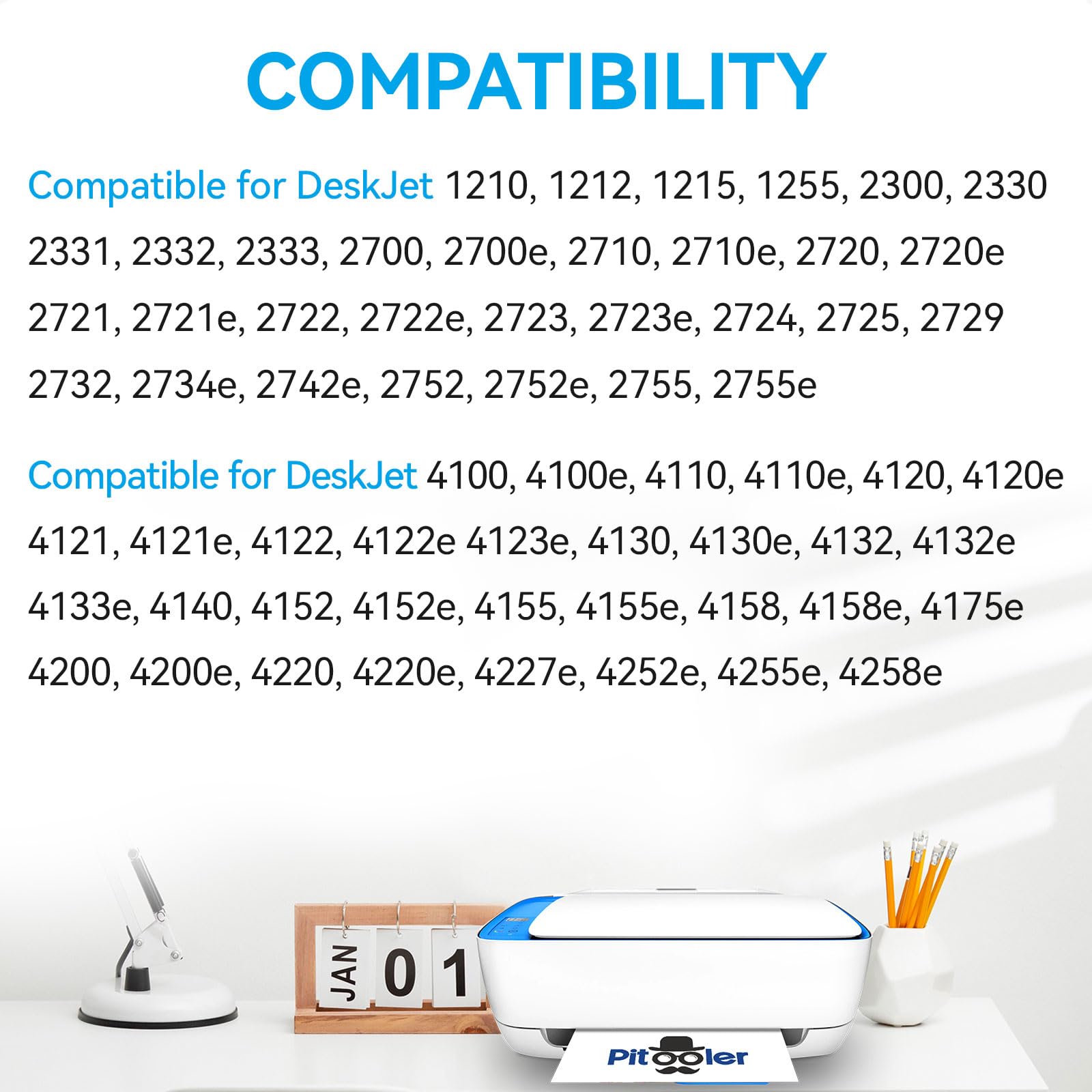 Pitooler for HP67 Ink Cartridges, for HP 67/67XL Ink Cartridges Black/Color Combo Pack Compatible for HP Envy 6055e 6000 Pro 6400 Ink Cartridges, DeskJet 2700 2755e 4155e 4100 2700e 4100e 4155 Printer