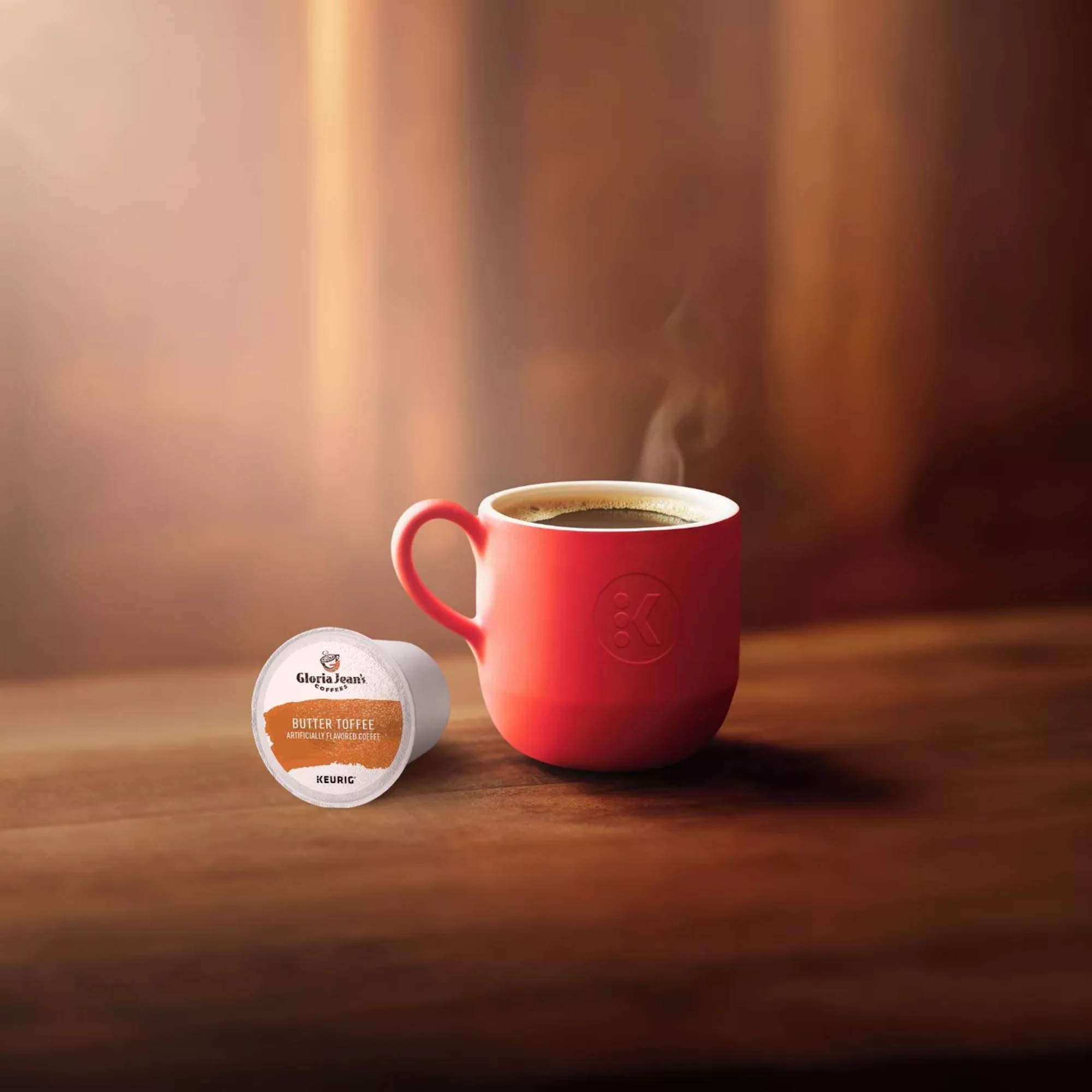 Gloria Jean's Coffees Butter Toffee, Single-Serve Keurig K-Cup Pods, Flavored Medium Roast Coffee, 96 Count, 24 Count (Pack of 4)