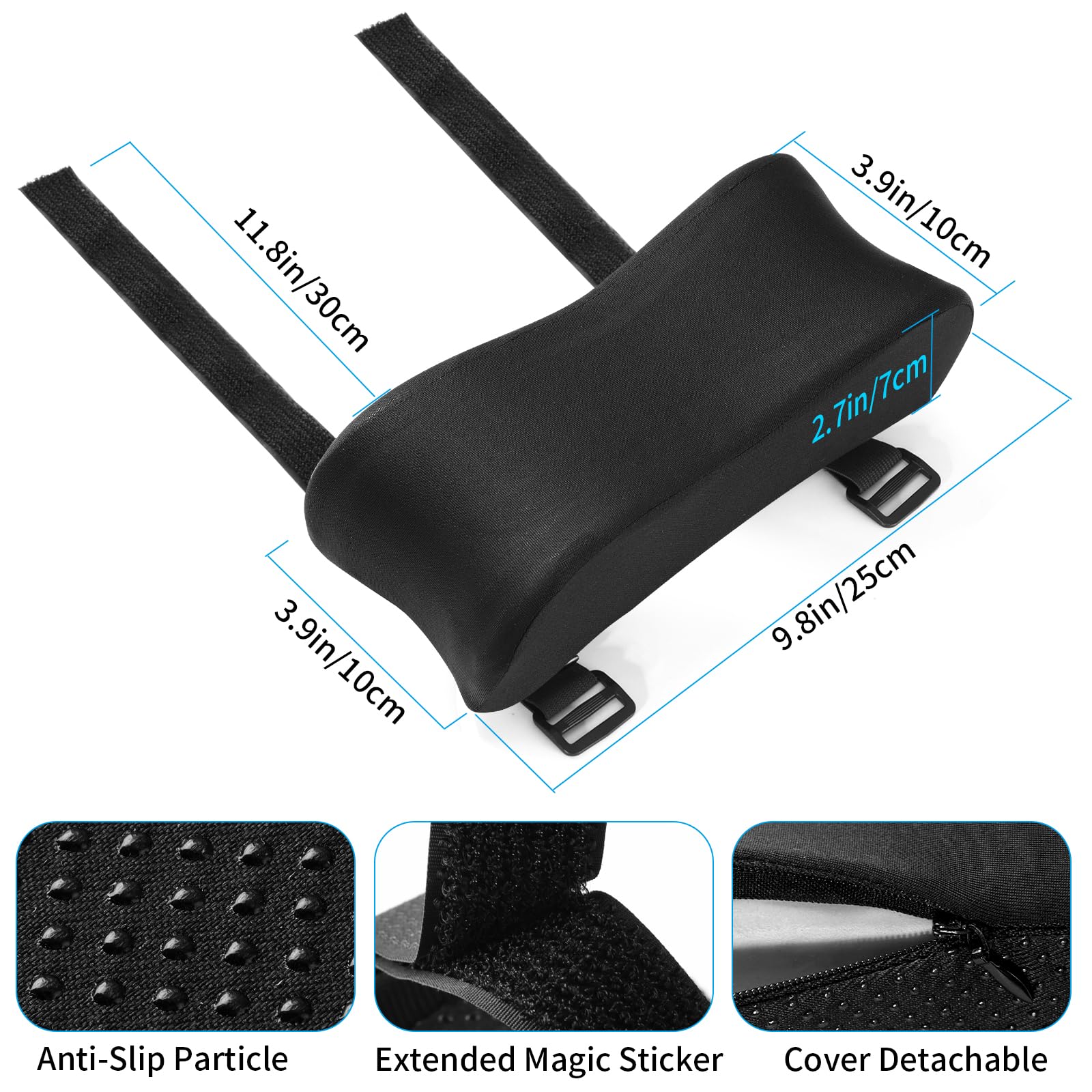 Fuloon Ergonomic Office Chair Armrest Cushion, Elbow Pillow with Cooling Gel for Elbow and Forearm Pressure Relief for Computer Chairs, Gaming Chairs, Office Chairs and Wheelchairs (Black)