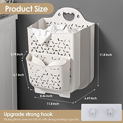 Collapsible Laundry Baskets,13.5 Liter/3.5 Gallon Household Laundry Hamper,Foldable Laundry Basket Plastic Storage Container/Organizer,Space-Saving Wall Hanging Clothes Hamper