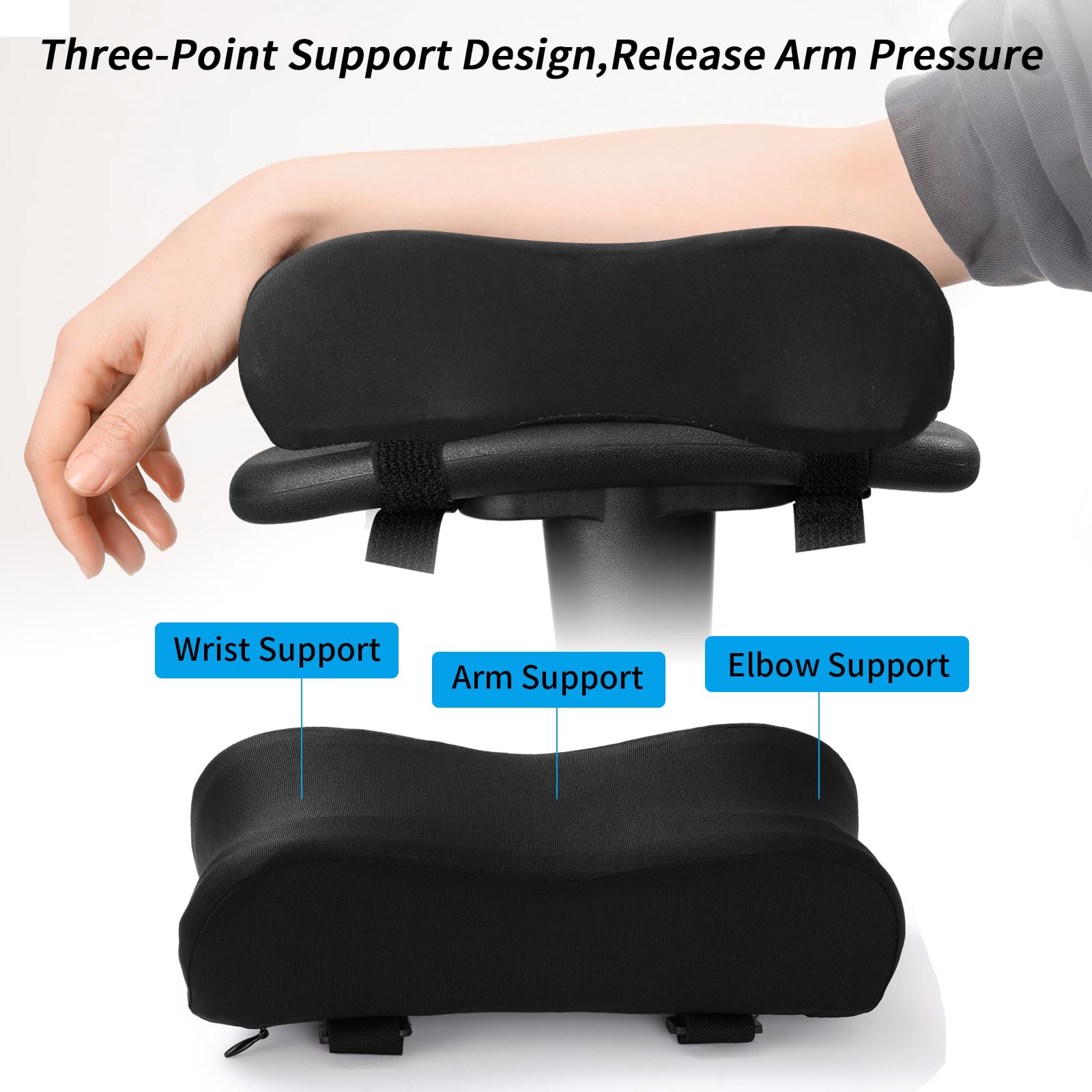 Fuloon Ergonomic Office Chair Armrest Cushion, Elbow Pillow with Cooling Gel for Elbow and Forearm Pressure Relief for Computer Chairs, Gaming Chairs, Office Chairs and Wheelchairs (Black)