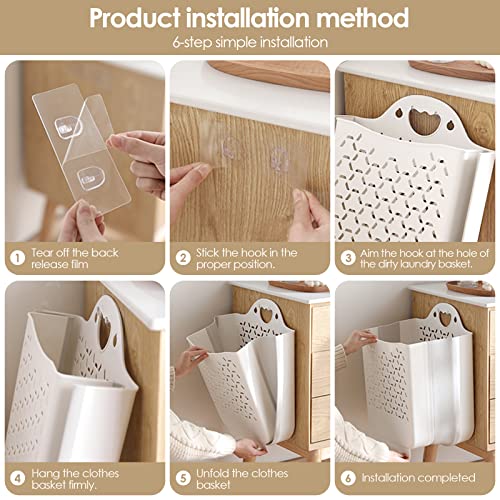 Collapsible Laundry Baskets,13.5 Liter/3.5 Gallon Household Laundry Hamper,Foldable Laundry Basket Plastic Storage Container/Organizer,Space-Saving Wall Hanging Clothes Hamper