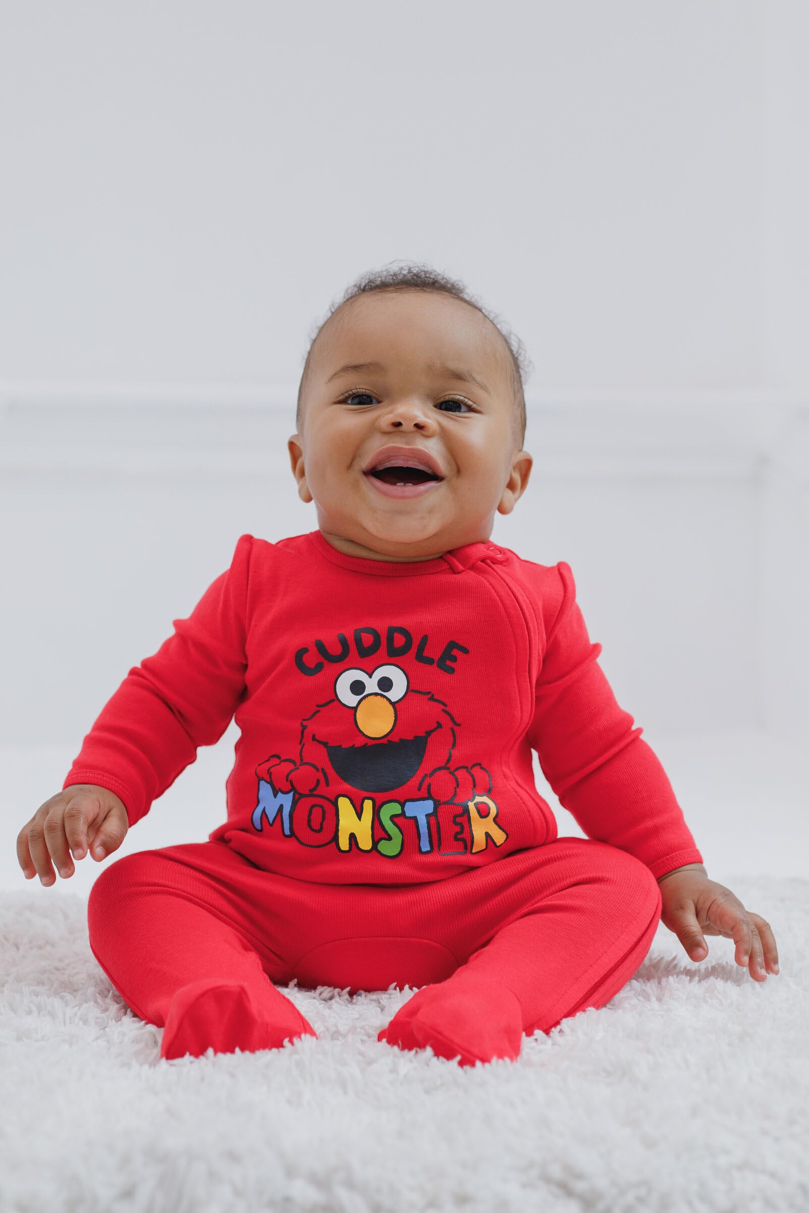 Sesame Street Baby Boys 2 Pack Zip-Up Long Sleeve Sleep N' Play Coverall 3-6 Months