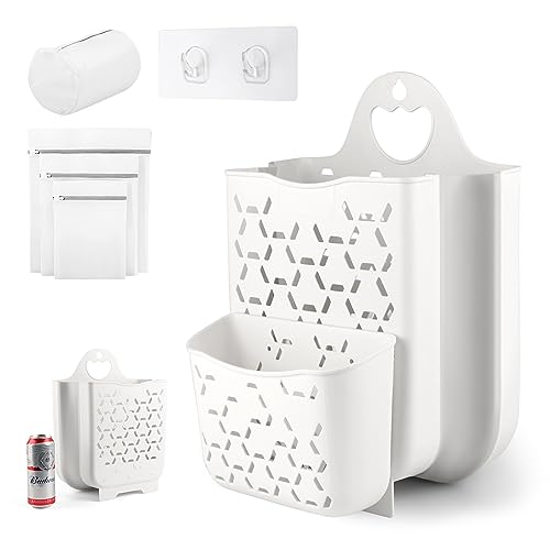 Collapsible Laundry Baskets,13.5 Liter/3.5 Gallon Household Laundry Hamper,Foldable Laundry Basket Plastic Storage Container/Organizer,Space-Saving Wall Hanging Clothes Hamper