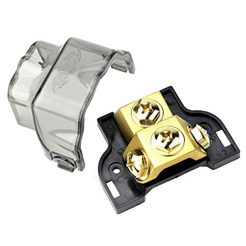 Power Ground Ring Terminal Distribution Block 8 4 2 0 Gauge in Out Gold