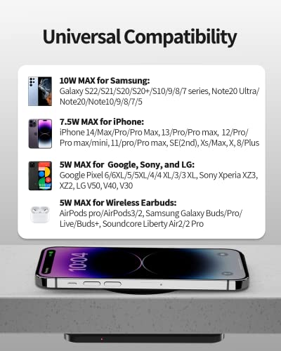 Eazpower Invisible Wireless Charger - 40MM(1.57") Under Desk Wireless Phone Charger - Hidden Charging Pad Under Table for iPhone 14/13/12/11 and Samsung Galaxy S23/S22/S21 (Adapter Included)