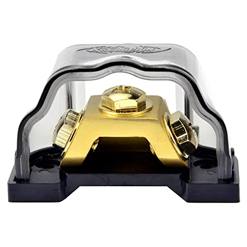 Power Ground Ring Terminal Distribution Block 8 4 2 0 Gauge in Out Gold