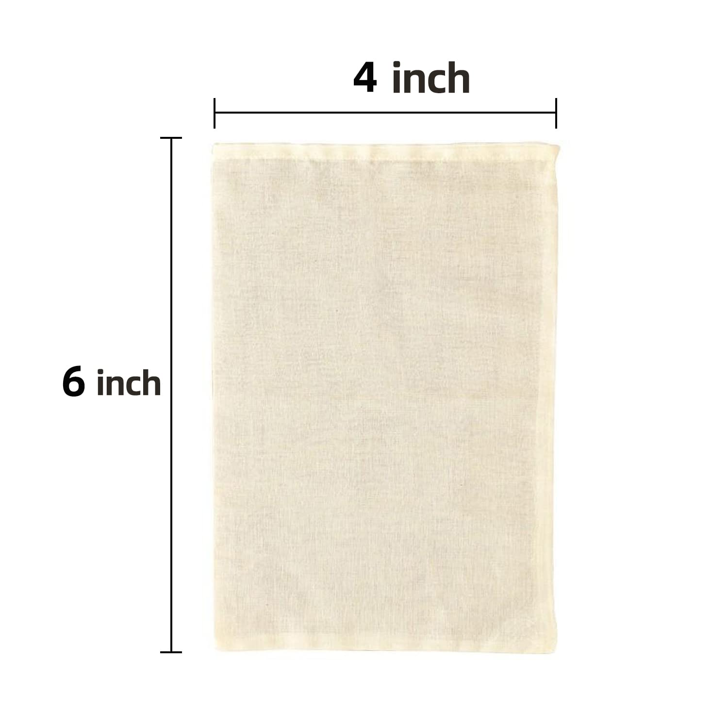 GEMLORD 50 Pcs 4 x 6 Inches Cotton Muslin Bags, Reusable Drawstring Bags for Tea, Cheesecloth Sachet Bags with Drawstring for Party, Home Storage and DIY Craft