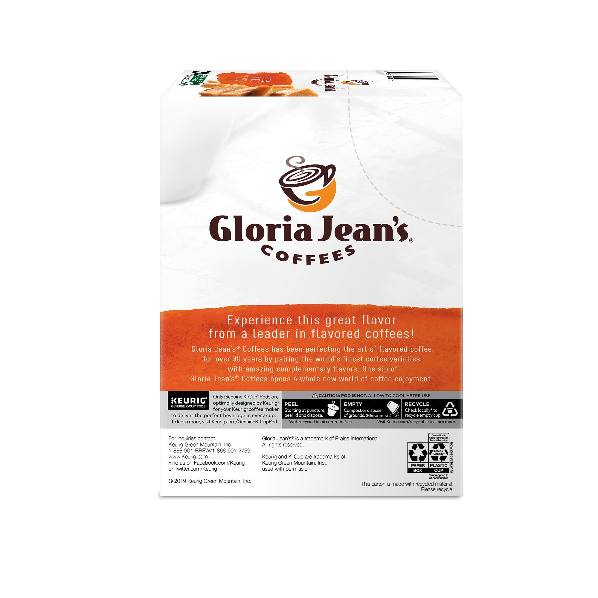 Gloria Jean's Coffees Butter Toffee, Single-Serve Keurig K-Cup Pods, Flavored Medium Roast Coffee, 96 Count, 24 Count (Pack of 4)