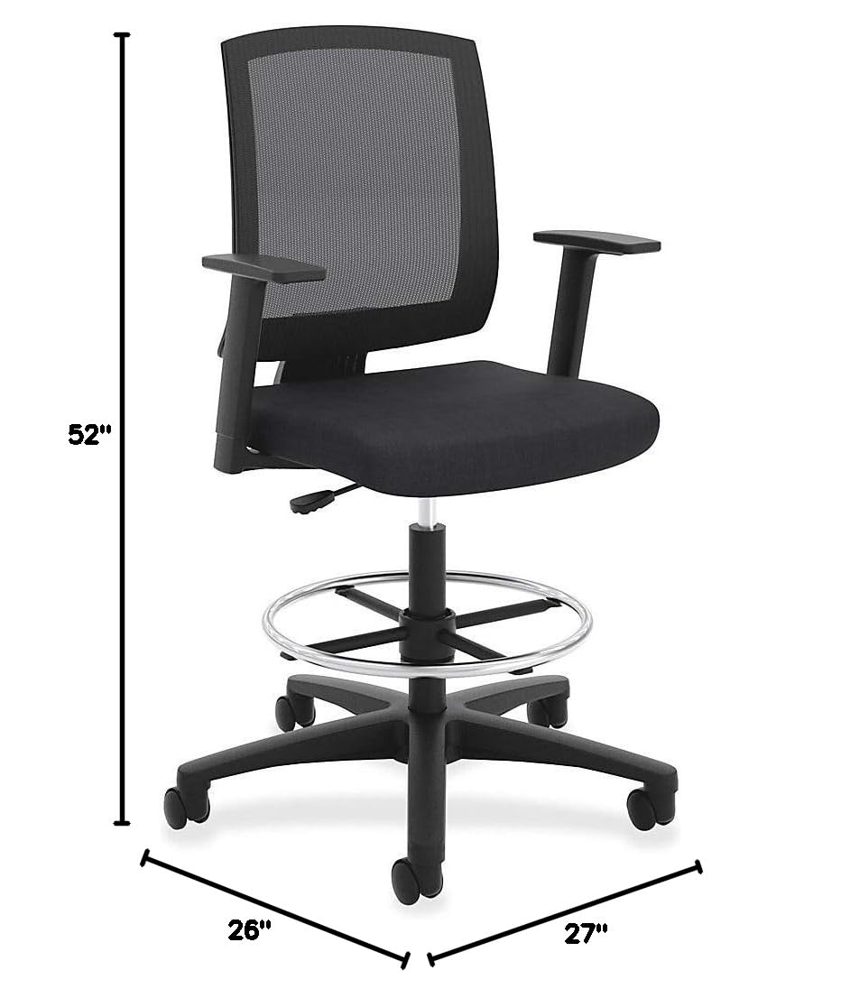 Hon Torch Mesh Task Stool - Mid Back Chair for Table or Desk, Black (HVL515)