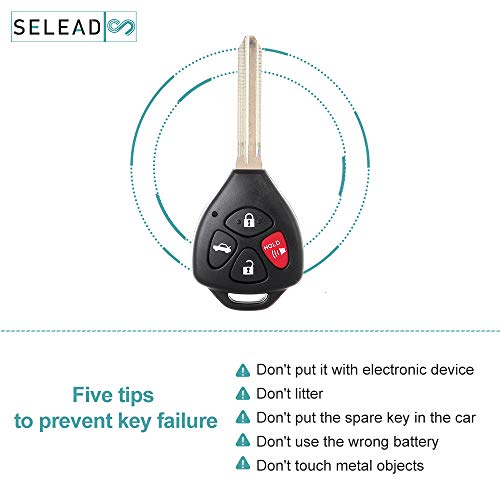 SELEAD Flip Key Fob 4 Buttons Keyless Entry Remote fit for 2006-2015 for Scion FR-S for Subaru BRZ for Toyota Avalon Camry Corolla RAV4 Antitheft Keyless Entry Systems HYQ12BBY 2pcs US Stock