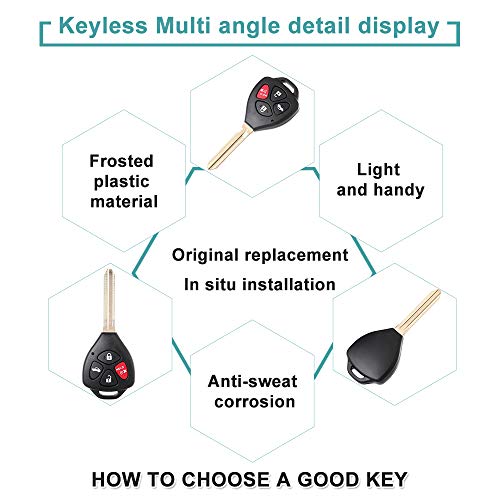 SELEAD Flip Key Fob 4 Buttons Keyless Entry Remote fit for 2006-2015 for Scion FR-S for Subaru BRZ for Toyota Avalon Camry Corolla RAV4 Antitheft Keyless Entry Systems HYQ12BBY 2pcs US Stock