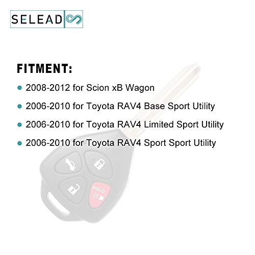 SELEAD Flip Key Fob 4 Buttons Keyless Entry Remote fit for 2006-2015 for Scion FR-S for Subaru BRZ for Toyota Avalon Camry Corolla RAV4 Antitheft Keyless Entry Systems HYQ12BBY 2pcs US Stock